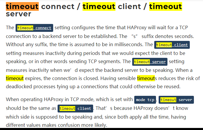 Haproxy 中 timeout connect / timeout client / timeout server 的含义 - TiDB 的问答社区